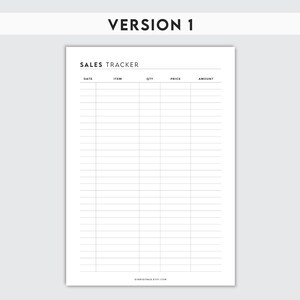 Sales Tracker Printable | Revenue Organizer Inventory Log | Business ...