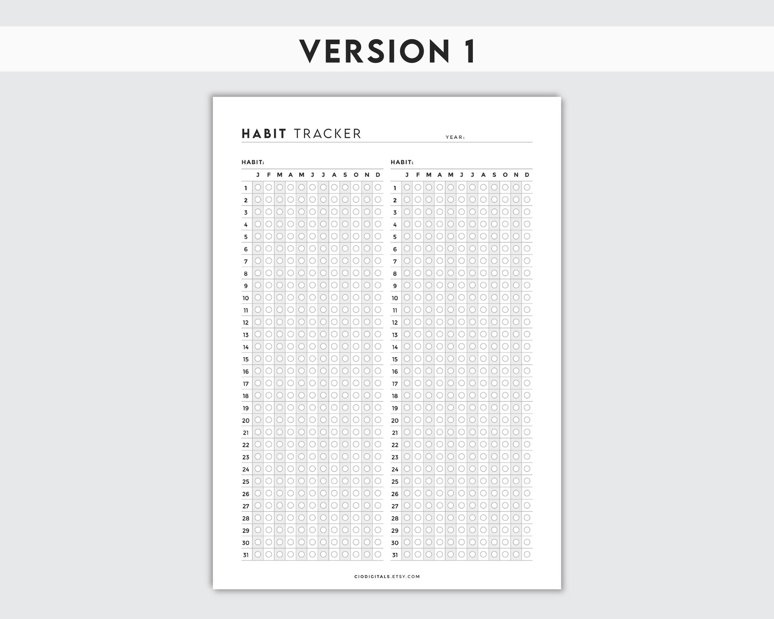Yearly Habit Tracker Printable | Goal Progress & Productivity Planner ...