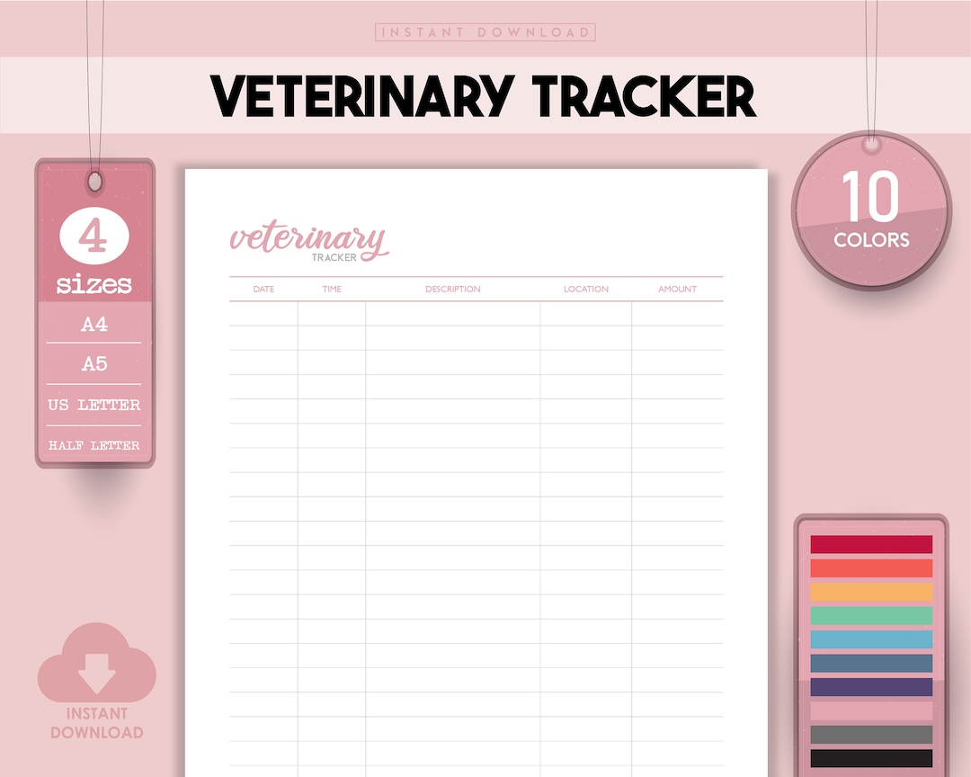 Vet Visit Tracker, Vet Visit Log, Vet Visit Checklist, Vet Visitation ...