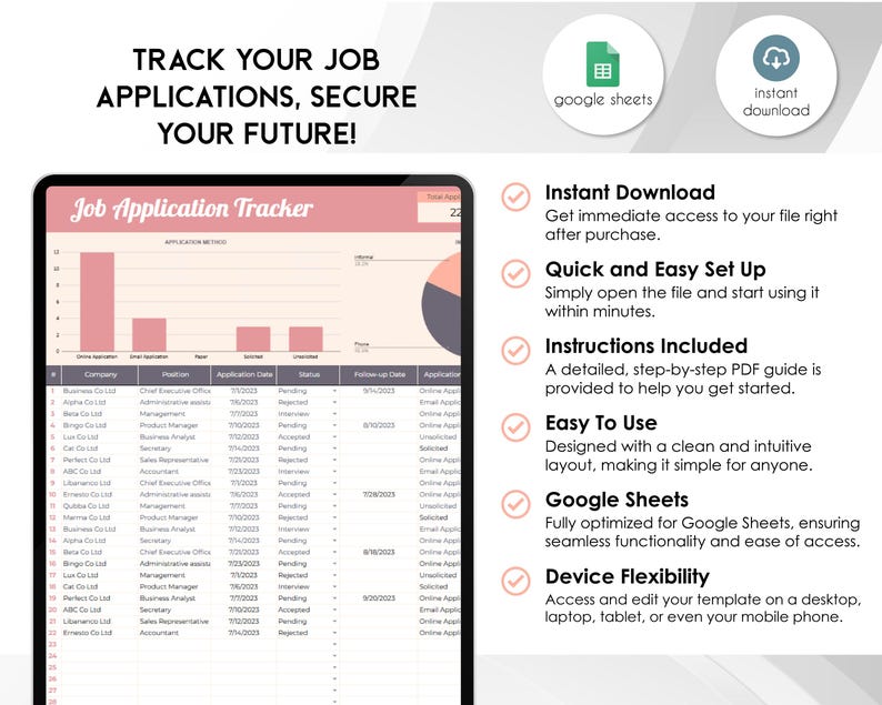 Job Application Tracker Spreadsheet | Job Search Planner & Interview ...