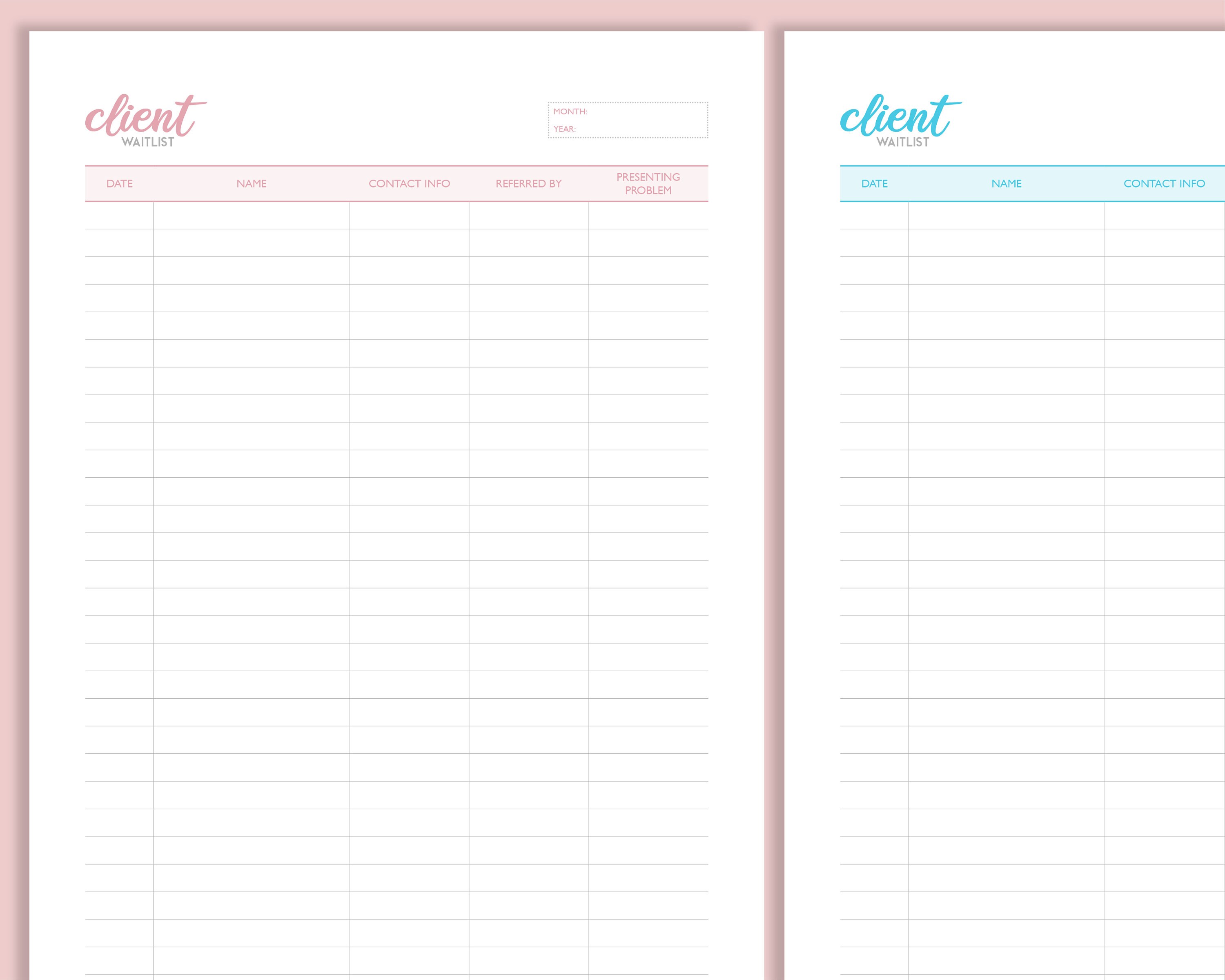 Client Contact List, Customer Contact, Customer Log, Client Log ...