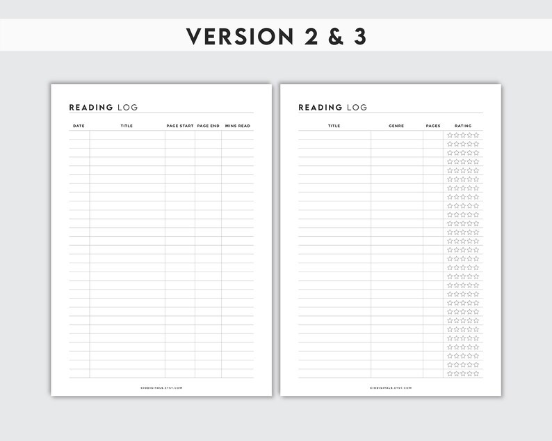 Printable Reading Log | Book Tracker & List | Novel Log Reading Chart ...