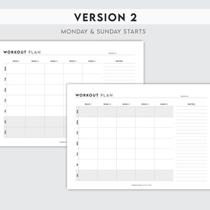 Workout Plan Printable Monthly Fitness Schedule Exercise Tracker Gym ...