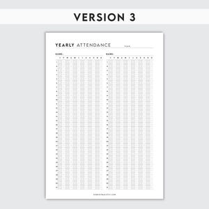 Printable Yearly Employee Attendance Tracker | Staff Schedule Log (A4 ...