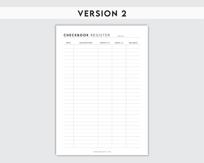 Printable Checkbook Register | Finance Tracker, Budgeting Tool ...