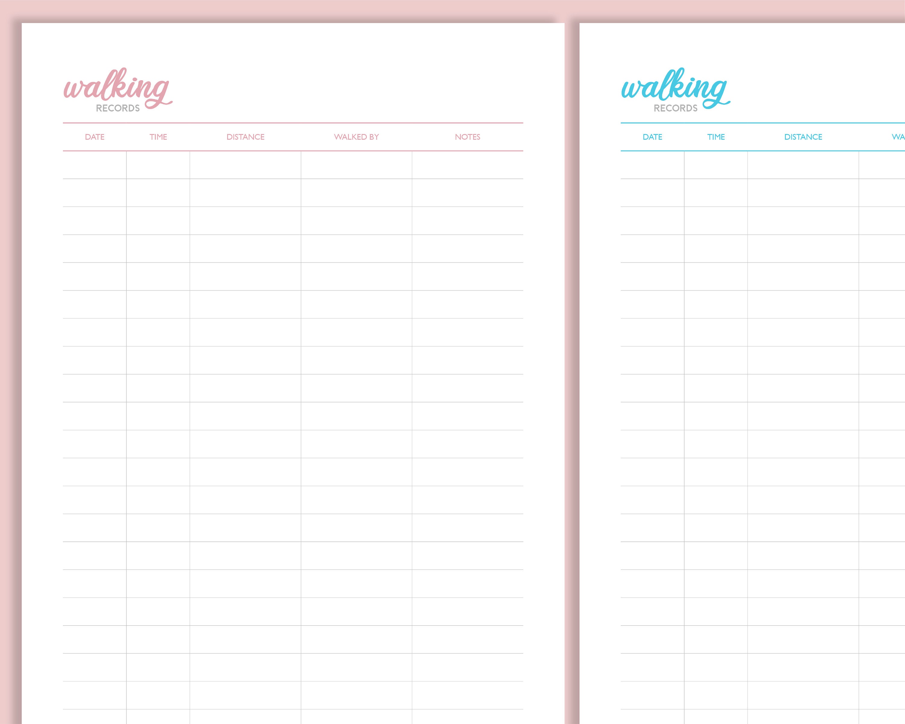 Dog Walking Schedule, Dog Walking Tracker, Dog Mom Planner, Pet Care ...