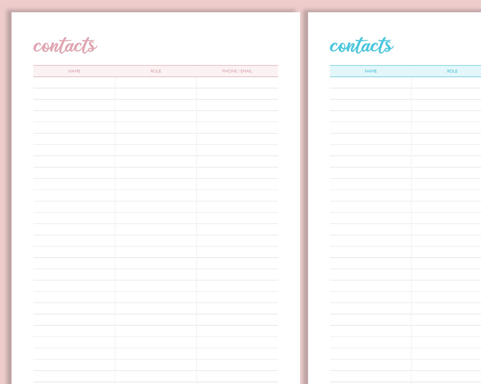 Printable Contact List, Address Book Inserts (PDF) - Etsy