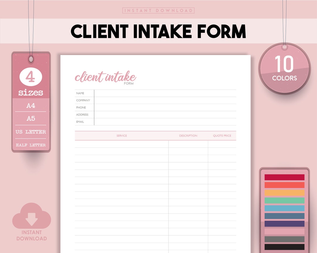 Client In-take Form, PDF Templates, Business Start-up, Fill in Forms ...