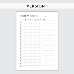 Workout Tracker Printable Yearly Fitness Log Gym Progress Chart ...
