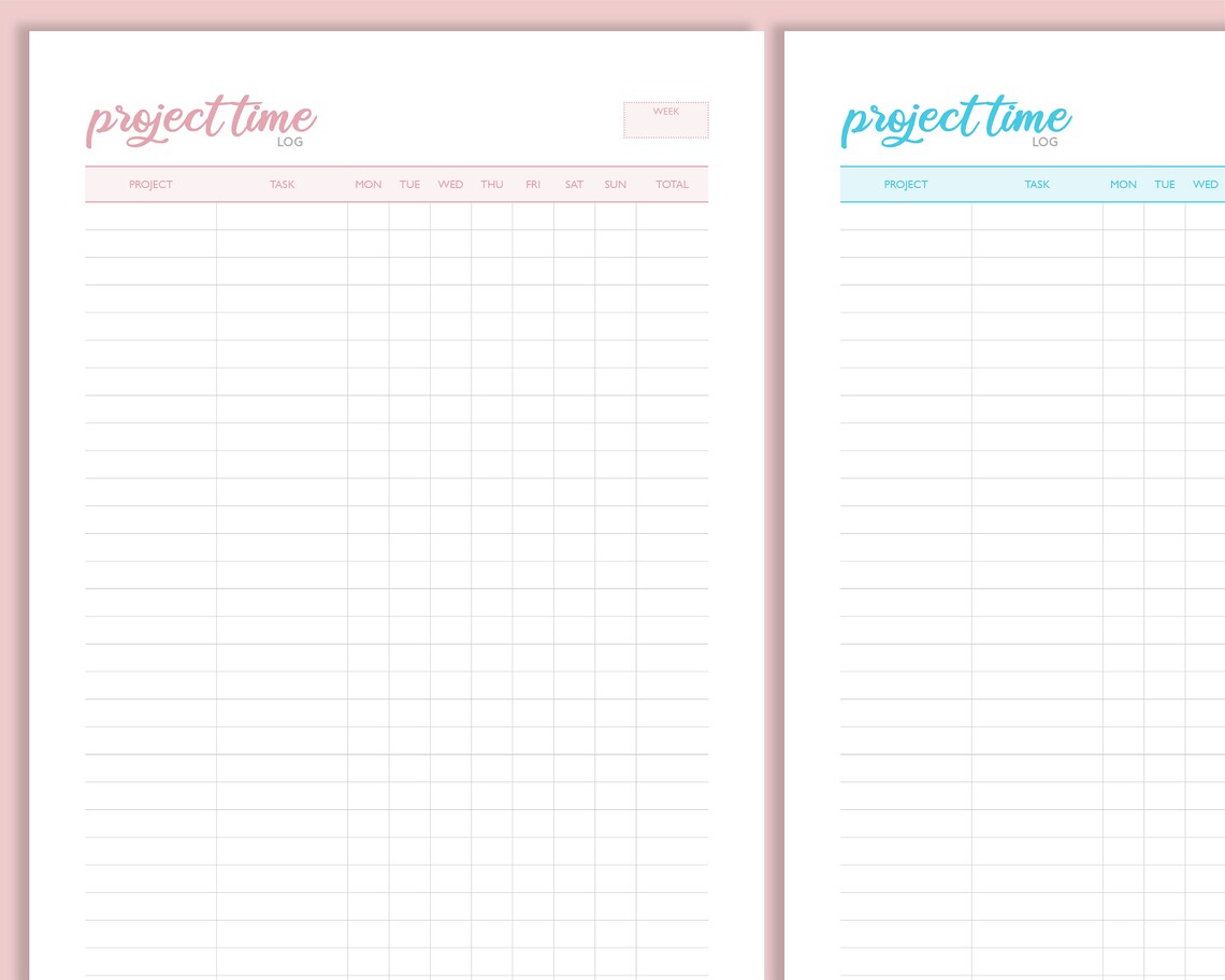Project Time Log, Time Log, Activity Log, Work Time Log, Time Tracker ...