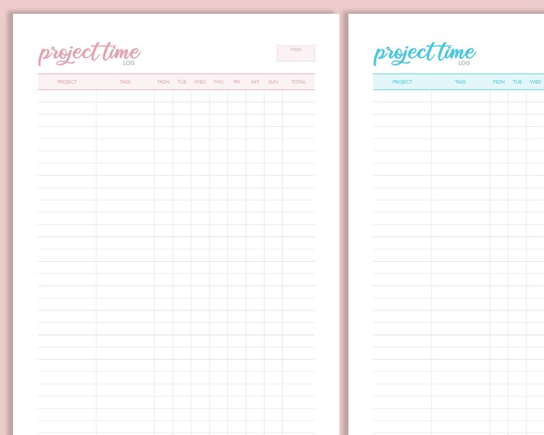 Project Time Log, Time Log, Activity Log, Work Time Log, Time Tracker ...