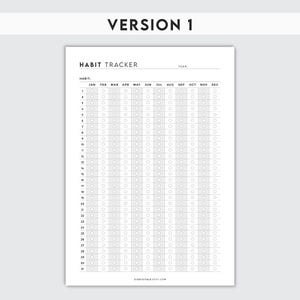 Yearly Habit Tracker Printable | 4 Templates Goal Progress ...