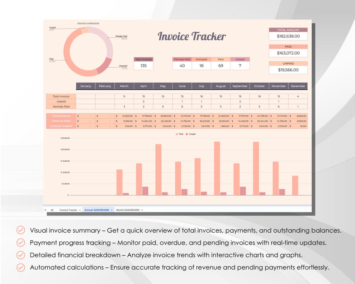 Invoice Tracker Client Lead Business Income Template Bookkeeping ...