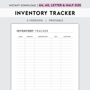 Inventory Tracker Printable | Stock Management System | Business Supply ...