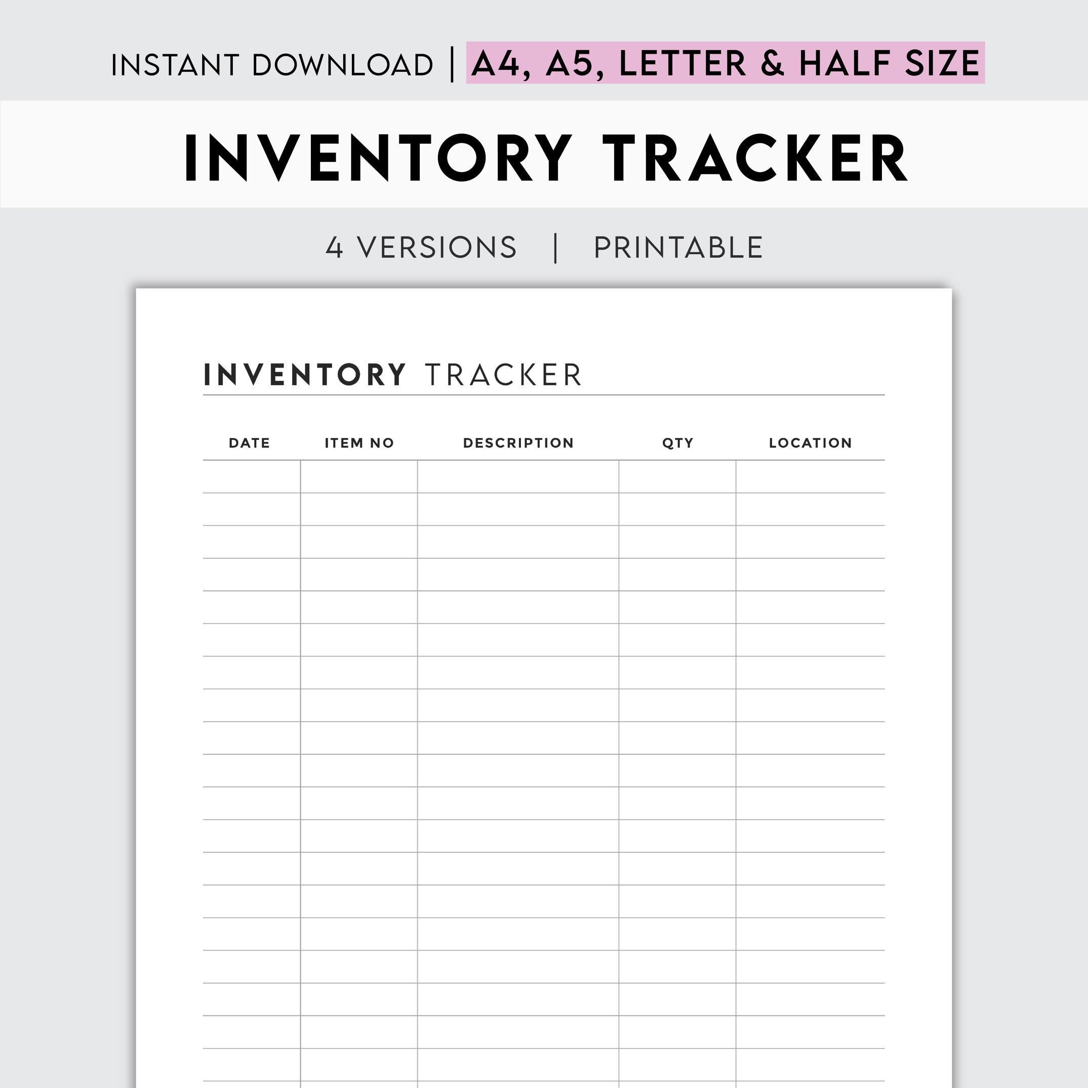 Inventory Tracker Printable | Stock Management System | Business Supply ...