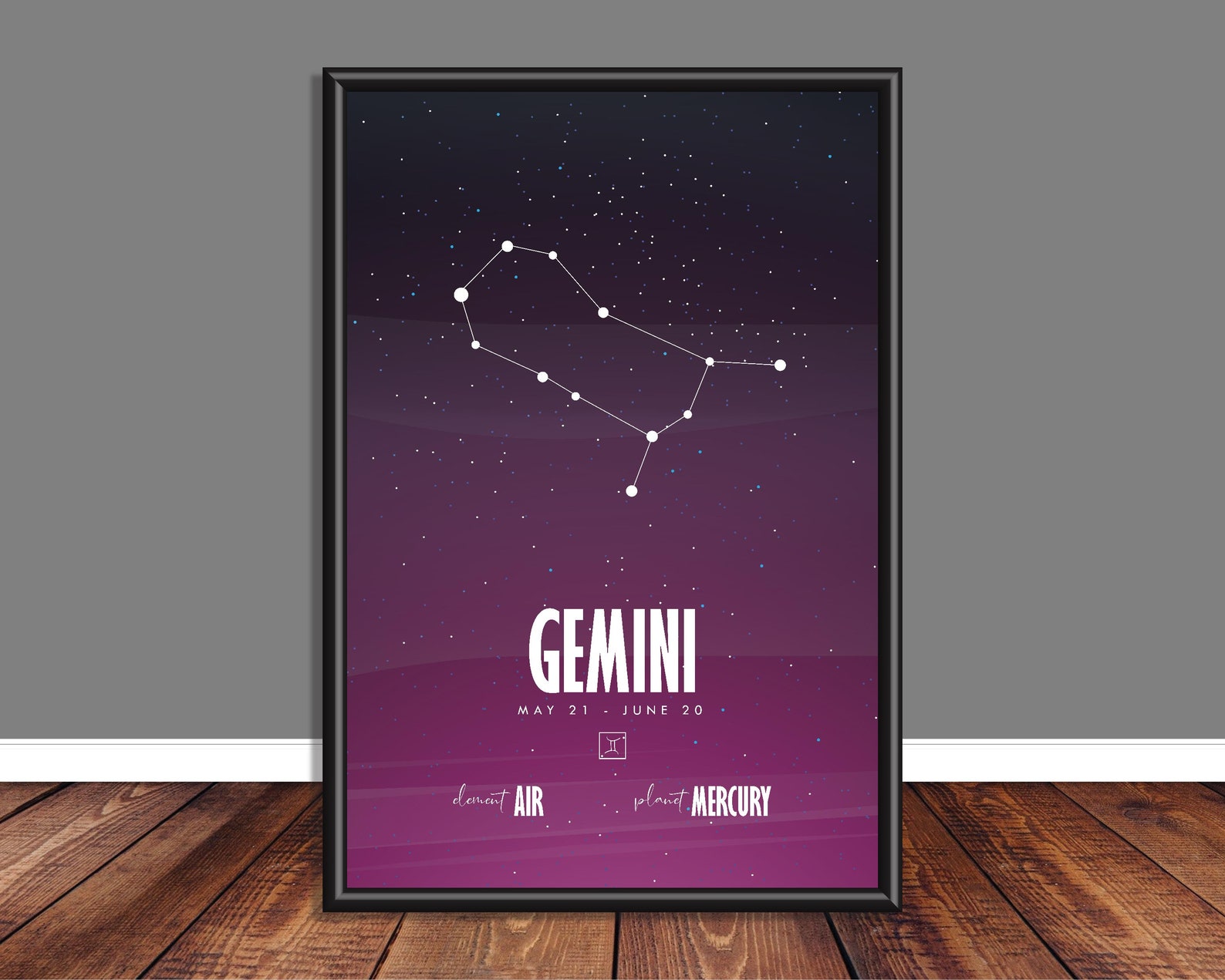Gemini Zodiac Gemini Print Gemini Sign Gemini Wall Art | Etsy