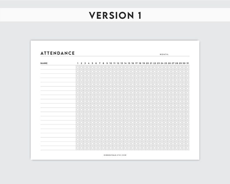 Monthly Attendance Tracker | Employee Shift Planner Work Schedule ...