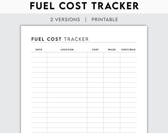 Printable Fuel Log Tracker, Gas Tracker Printable, Gas Price Tracker ...