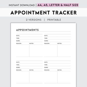 Appointment Tracker Schedule Organizer Client Planner Meeting Scheduler ...