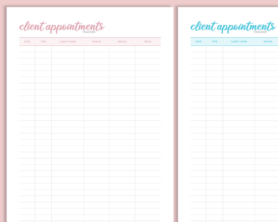 Client Info, Appointments, Appointment Tracker, Appointment Planner ...