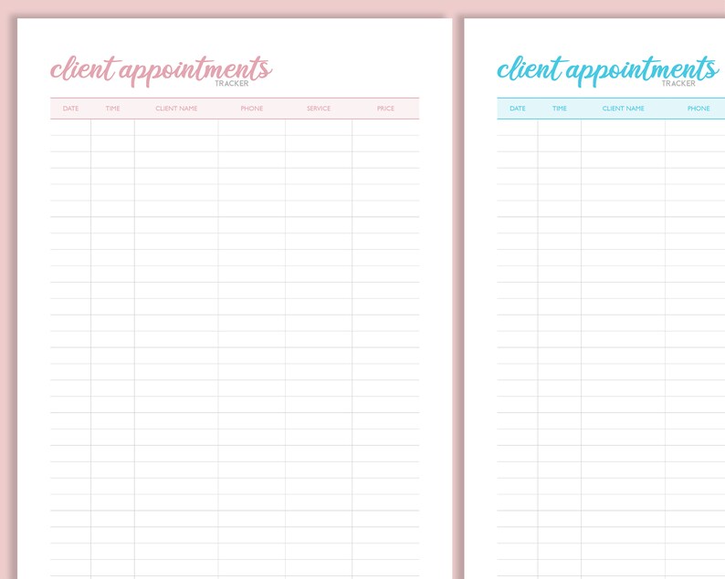 Client Info, Appointments, Appointment Tracker, Appointment Planner ...
