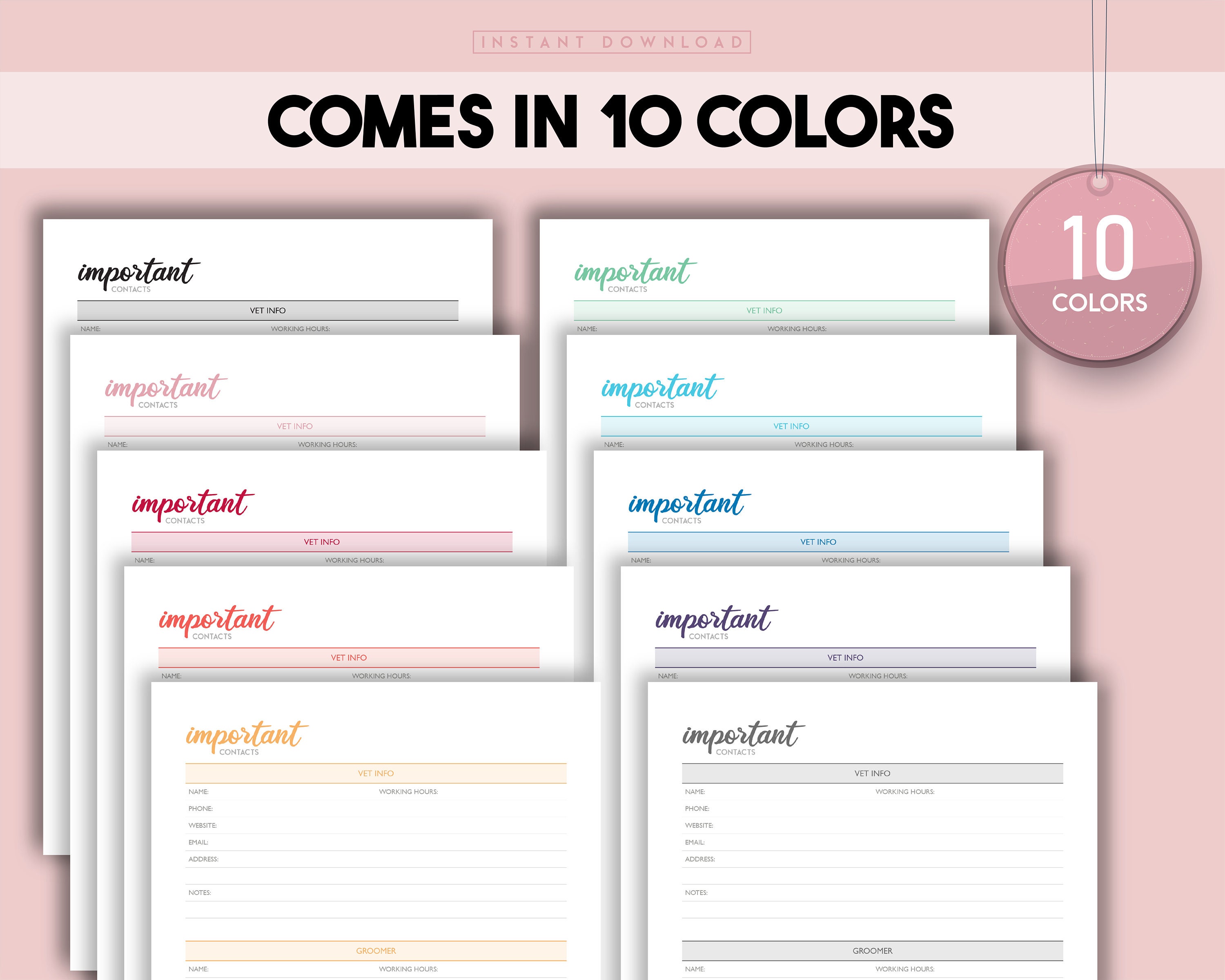 Important Contacts, Printable Routine, Digital Schedule, Digital ...