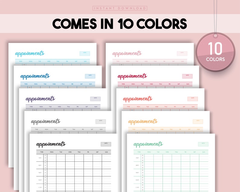 Appointment Sheet, 20 Minute Planner, Appointment Planner, Appointment ...