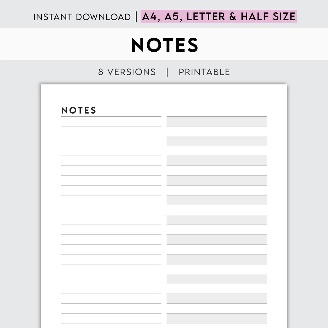 2 Column Note Sheet | Memo & Writing Pad | Notepad Page Note List ...