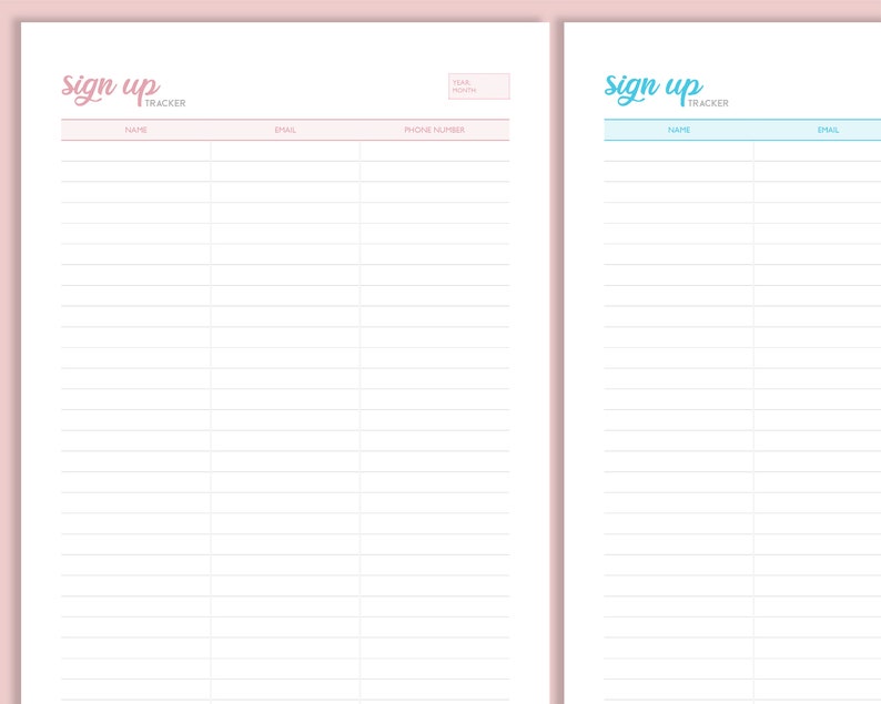 Sign up Sheet, Sign up Template, Email Sign Up, Editable Template ...