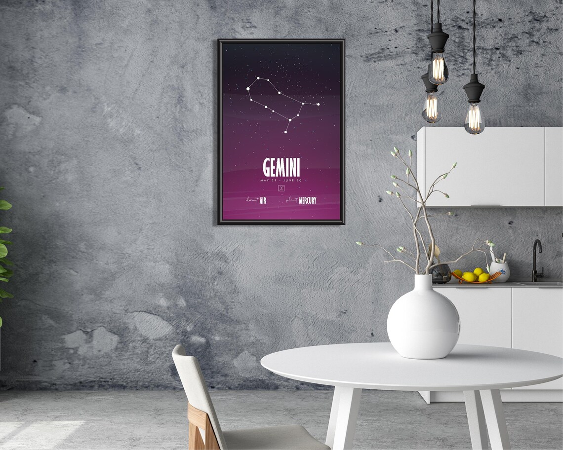 Gemini Zodiac Gemini Print Gemini Sign Gemini Wall Art - Etsy