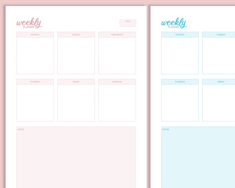 Weekly Planner, Printable Planner, Weekly Organizer, Weekly Agenda ...