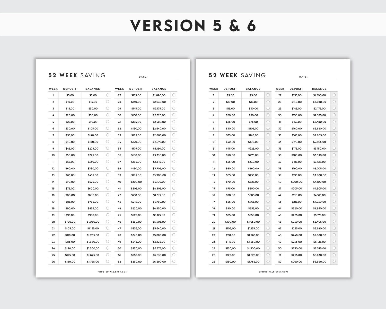 52 Week Savings Challenge Printable – Financial Goal Tracker (digital ...