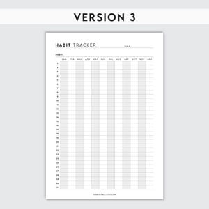 Yearly Habit Tracker Printable | 4 Templates Goal Progress ...