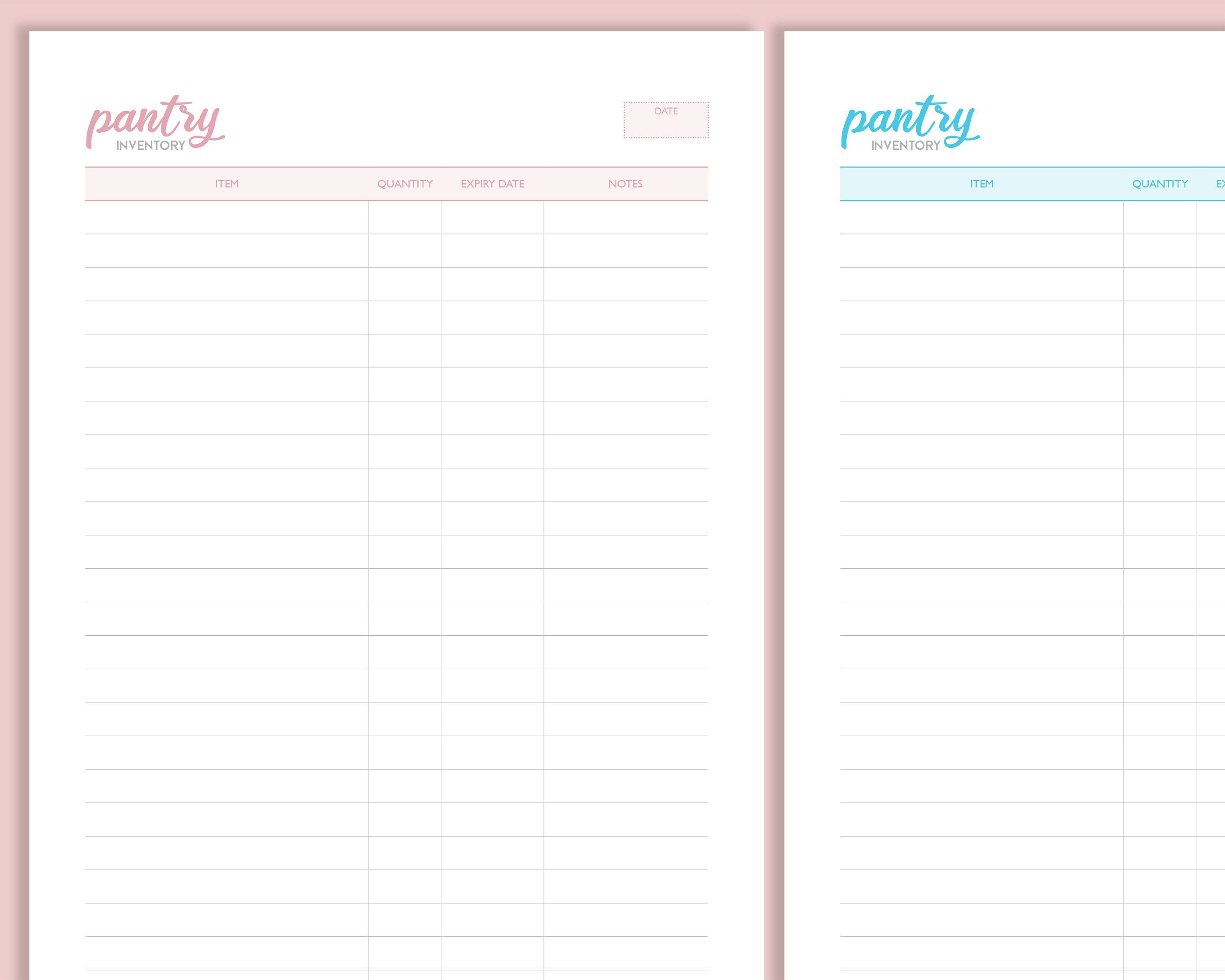 Pantry Inventory, Inventory Tracker, Inventory Log, Kitchen Log ...