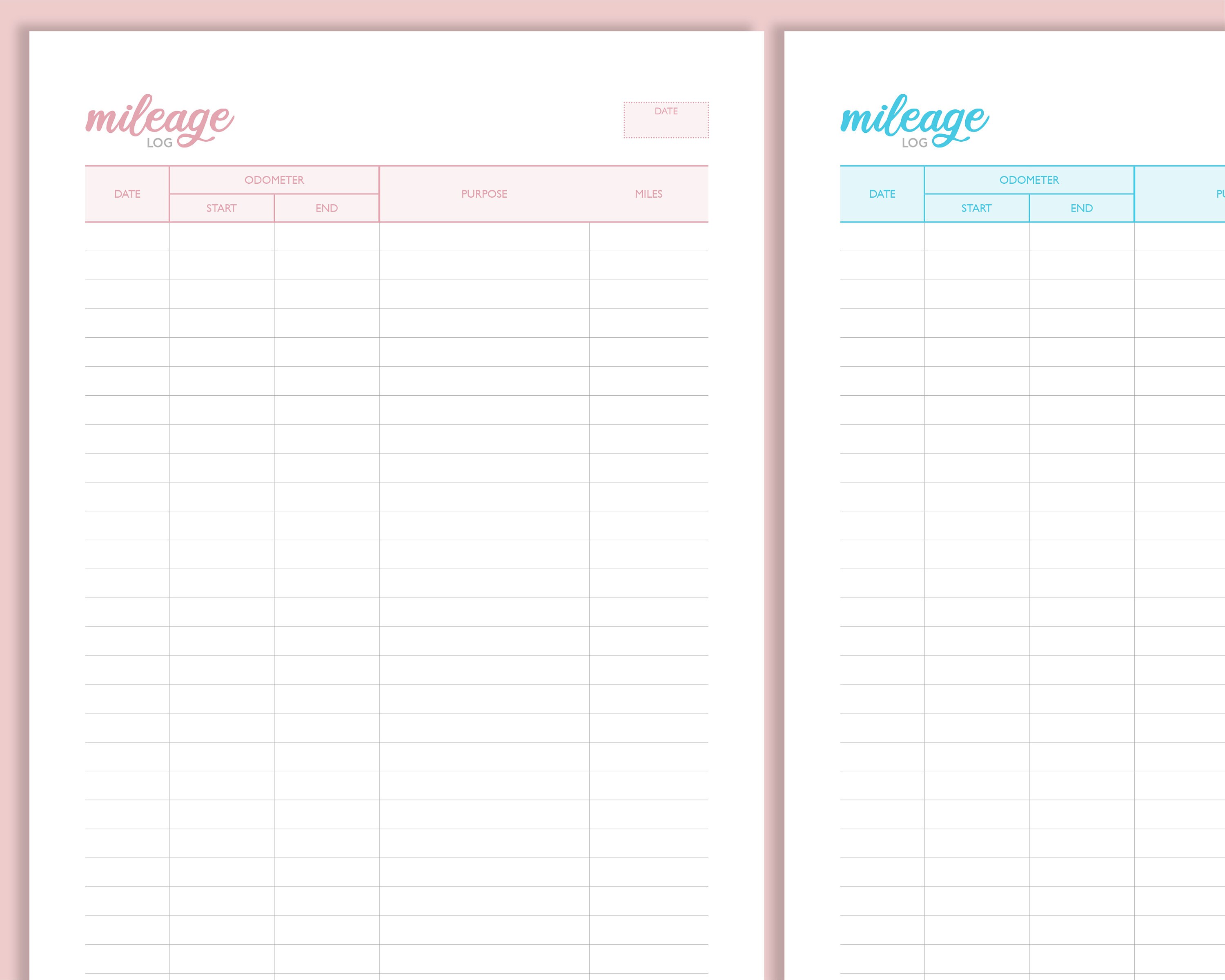 Mileage Tracker, Mileage Log Book, Vehicle Mileage Log, Work Mileage ...