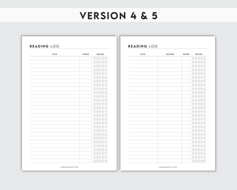 Printable Reading Log | Book Tracker & List | Novel Log Reading Chart ...