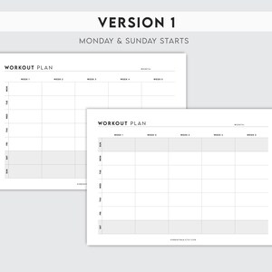 Workout Plan Printable Monthly Fitness Schedule Exercise Tracker Gym ...