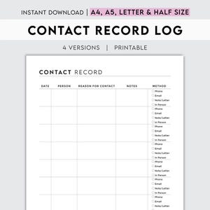 Contact Tracker Communication Log Interaction Record Client History ...