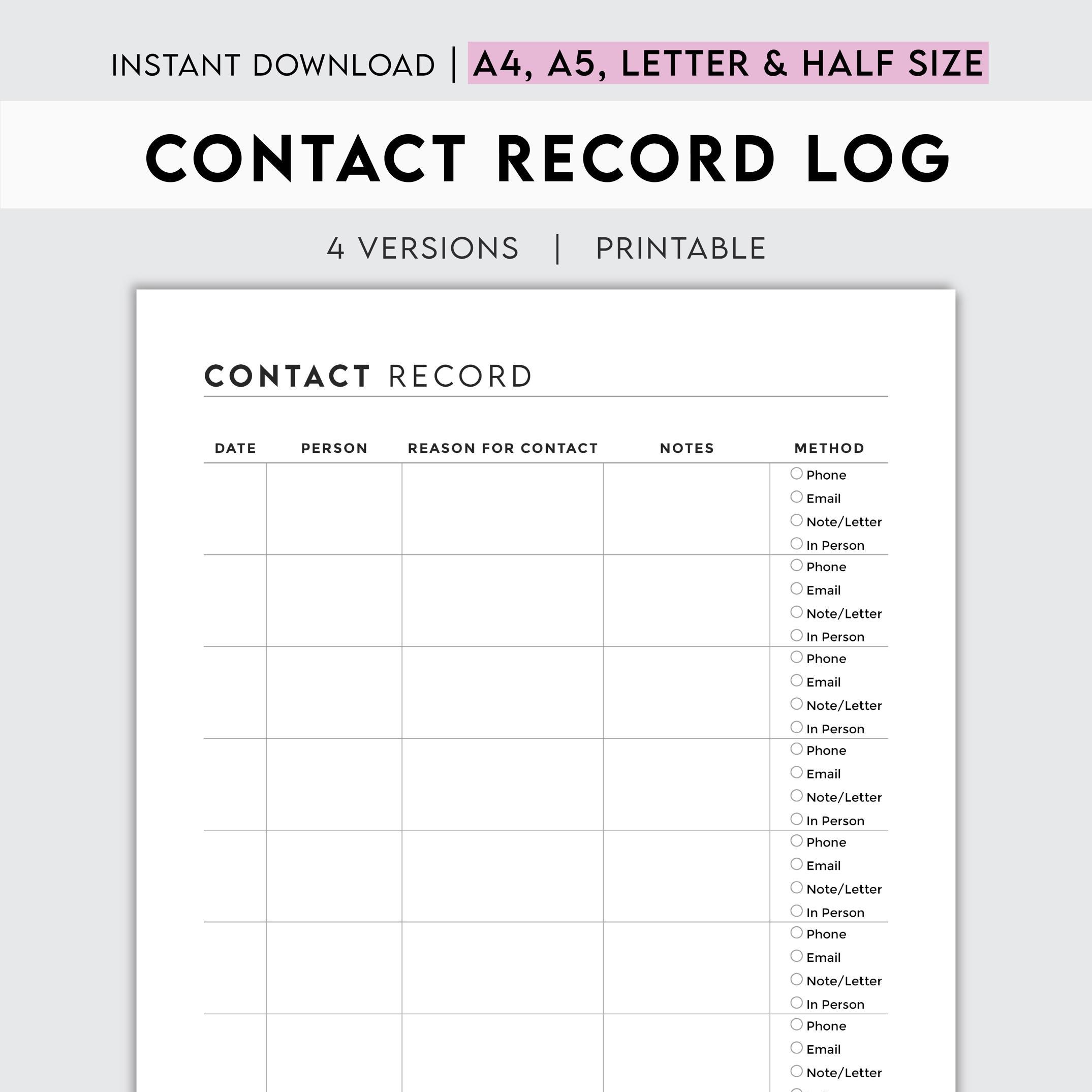 Contact Tracker Communication Log Interaction Record Client History ...