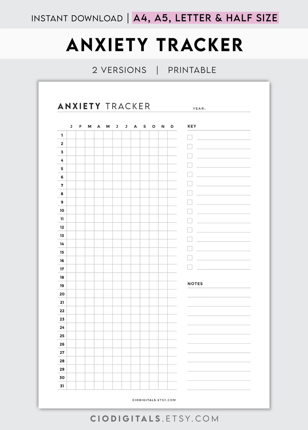 Anxiety Tracker | Mental Health Journal & Stress Management Tool for ...