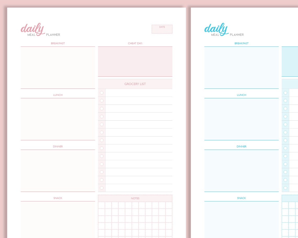 Daily Food Planner, Planning Tools, Weekly Planner, Meal Planner ...