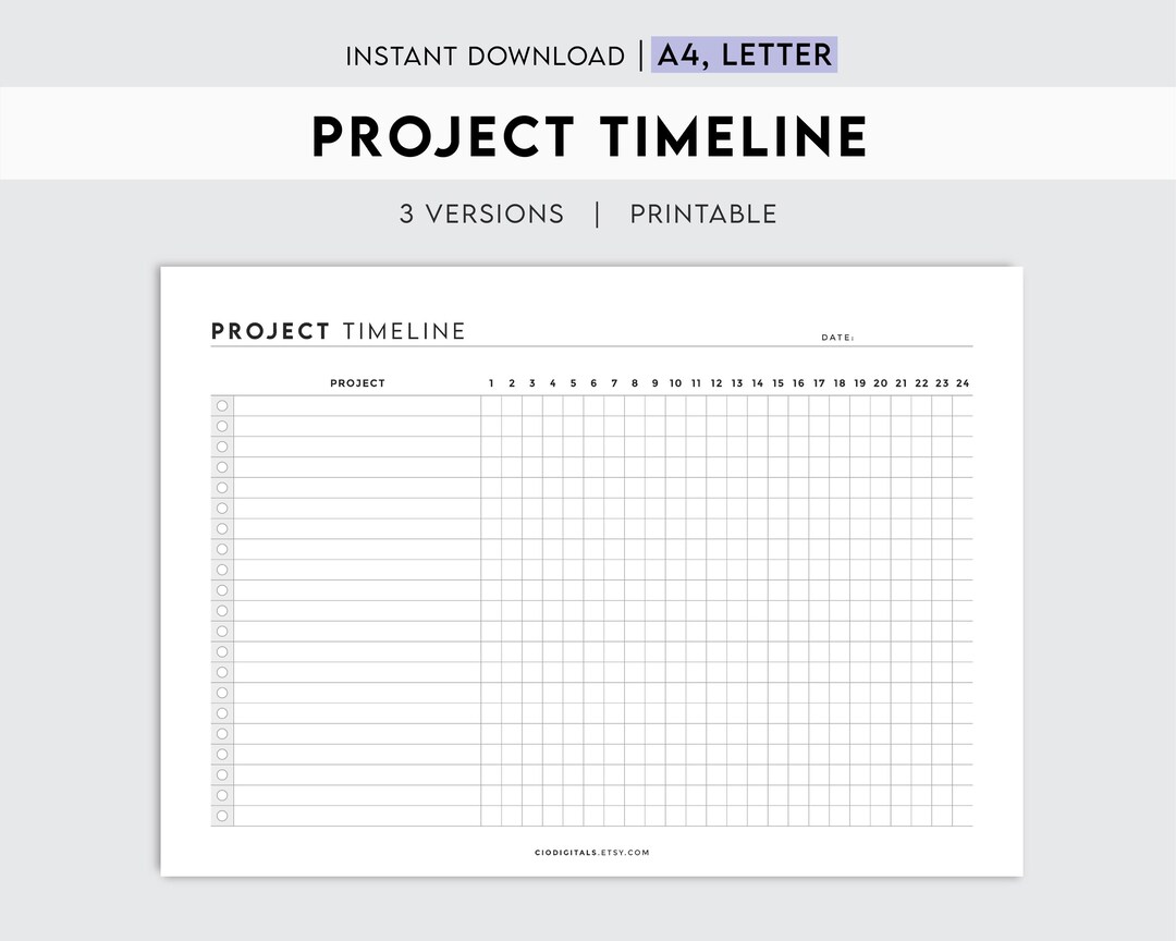 Project Timeline Tracker Printable Task Scheduler Workflow Organizer ...