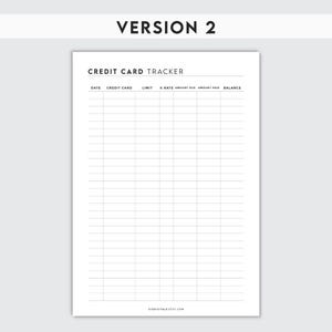 Printable Credit Card Tracker | Debt Planner Finance Sheet | Payment ...
