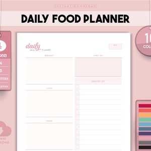 Daily Food Planner, Planning Tools, Weekly Planner, Meal Planner ...