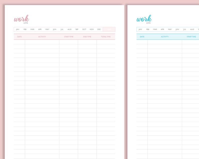 Work Log Pdf, Productivity Log, Activity Work Log, Digital Download ...