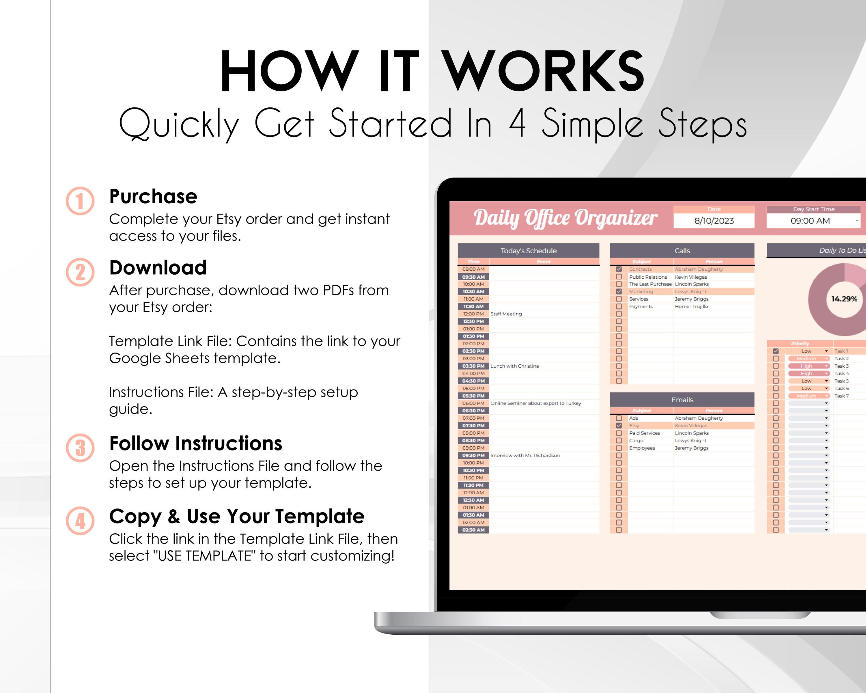 Workday Schedule Work Day Checklist Daily Organizer Work Organizer ...