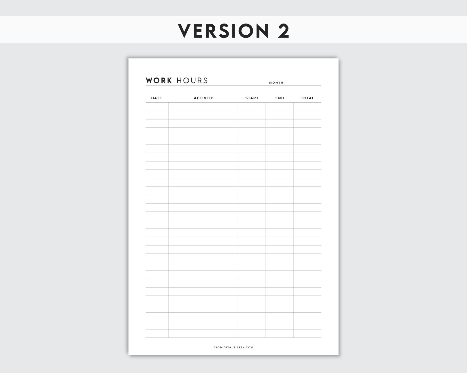 Printable Work Hours Log | Employee Time Tracker (digital Download) - Etsy