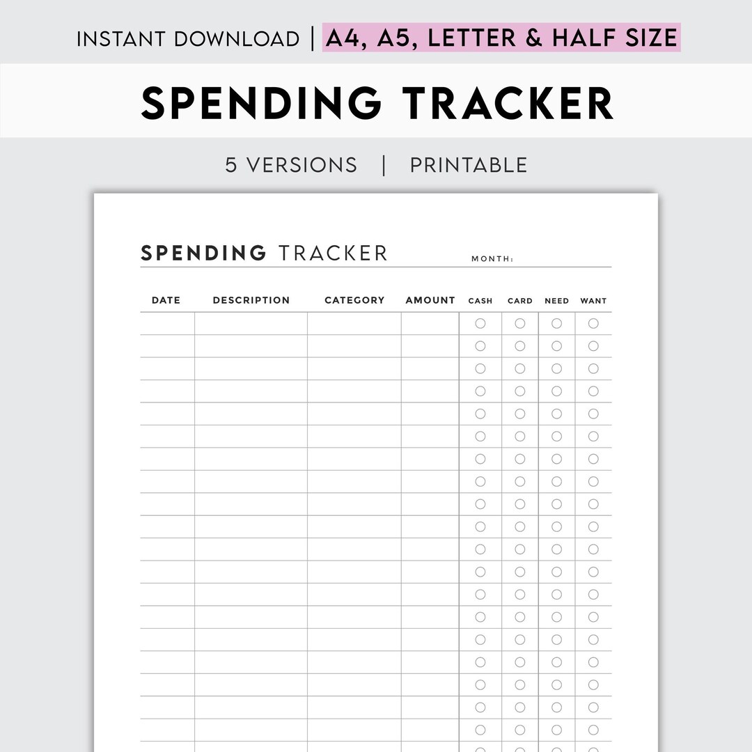 Spending Tracker | Expense Log & Budget Sheet | Money Tracker Finance ...