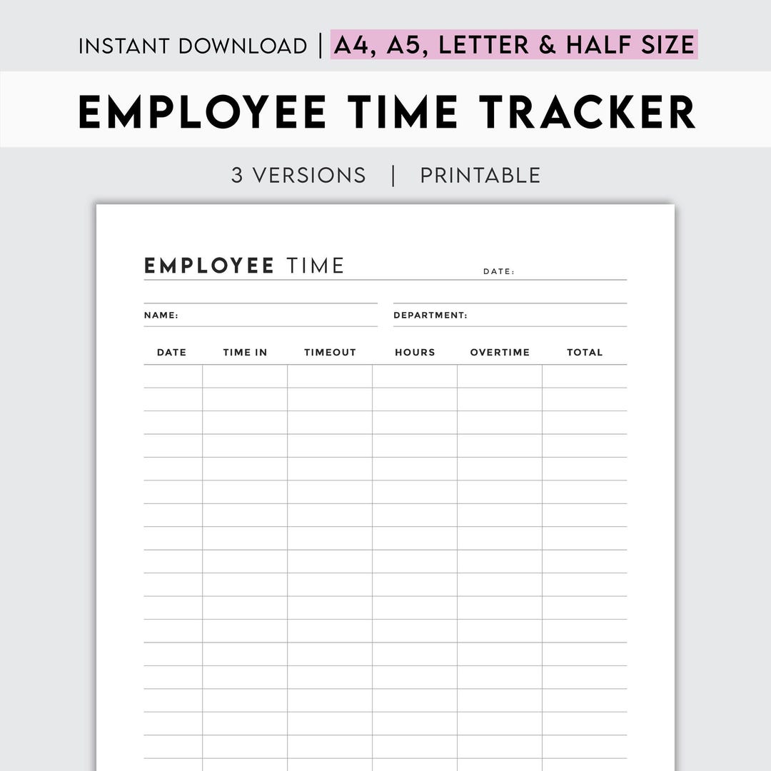 Employee Tracker Hours Log Overtime Management Department Attendance ...