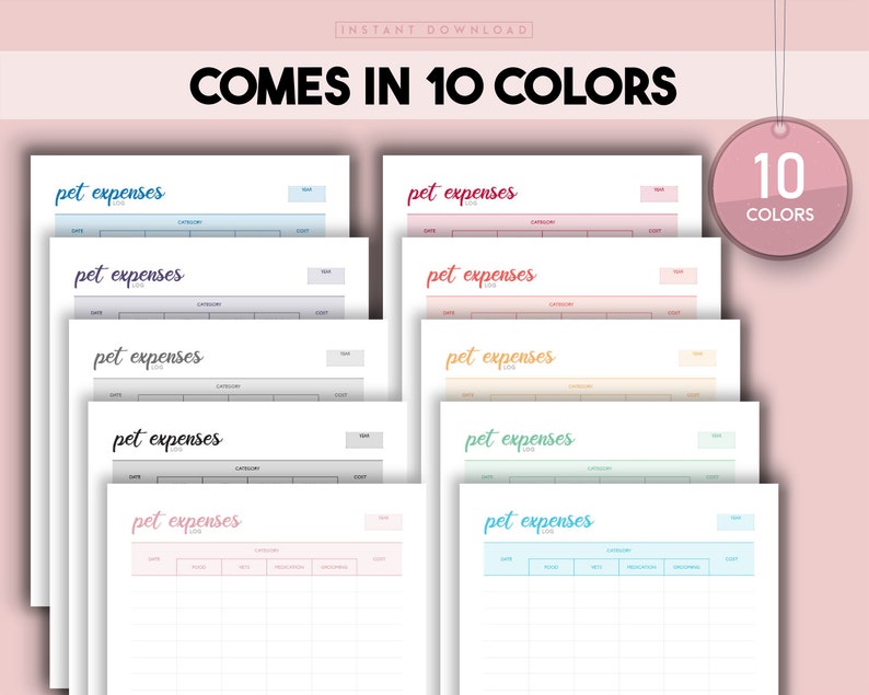 Pet Expenses Log, Puppy Budget Spreadsheet Template (digital Download ...